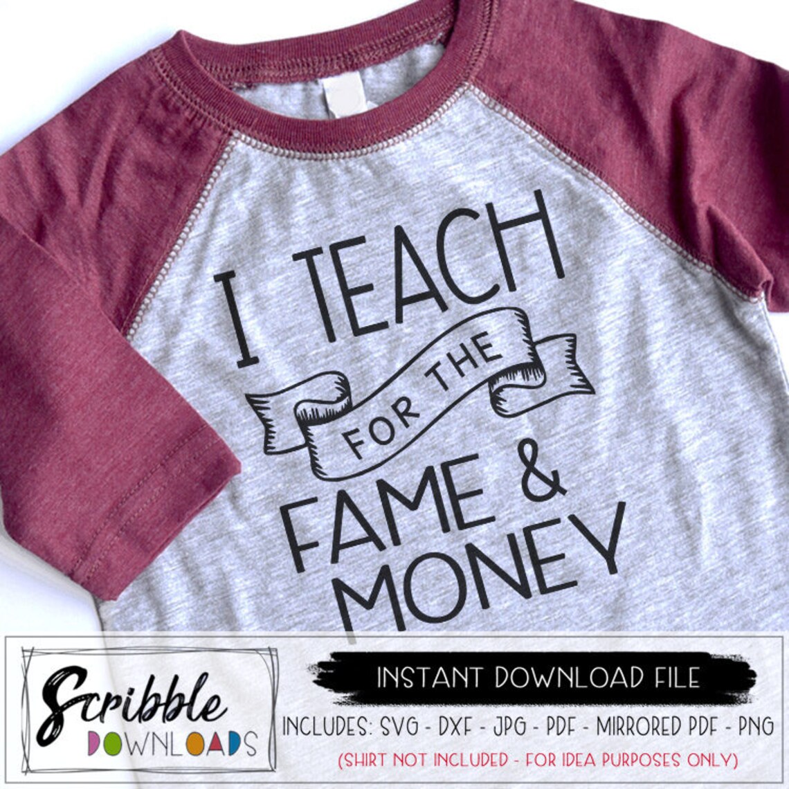 Funny teacher svg printable shirt teacher fame and money svg | Etsy