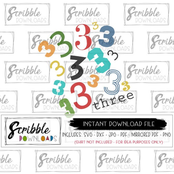 3 Svg Three Svg Birthday 3rd Svg Third Bday 3 Birthday | Etsy