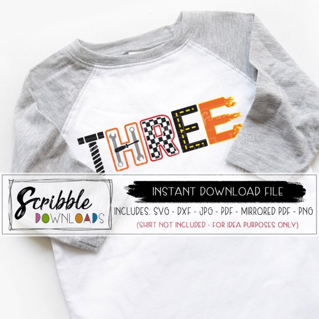 Cars 3 Three Racecar Svg Party 3rd Svg Third Birthday Checkered Flag ...