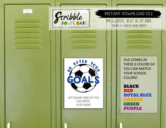 Soccer Locker Printable Decoration Sports School Team PDF Cute | Etsy