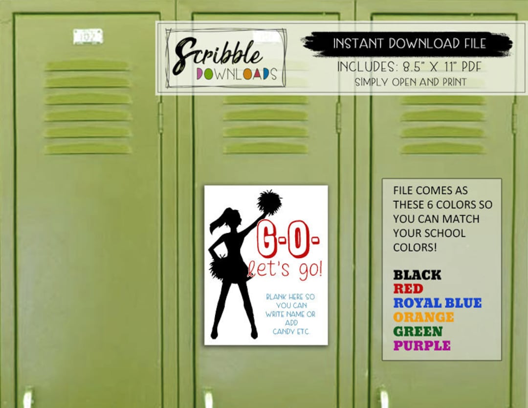 Cheerleader Printable School Locker Decoration Sports School Team PDF ...