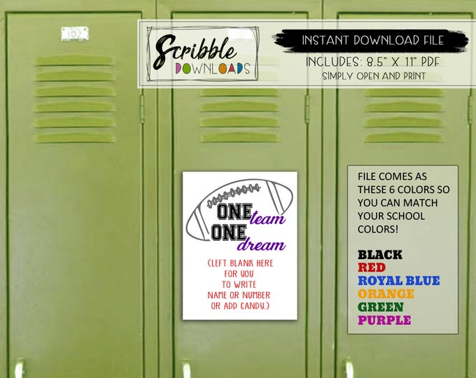 Football Printable Locker Sign Decoration Sports School Team PDF Print ...