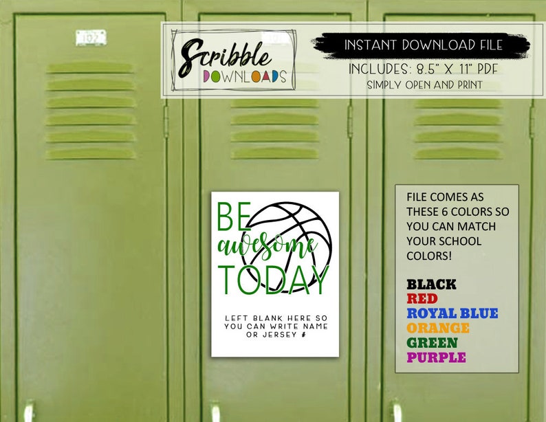 Basketball Locker Decoration Printable Sign Sports School Team - Etsy