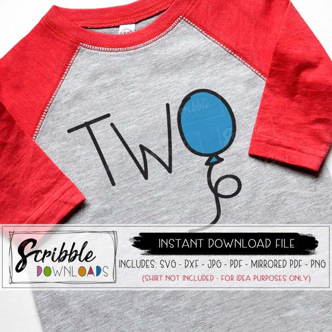 Two 2 2nd Birthday Svg Balloon Party Svg Second 2 Bday Svg Girl Boy ...