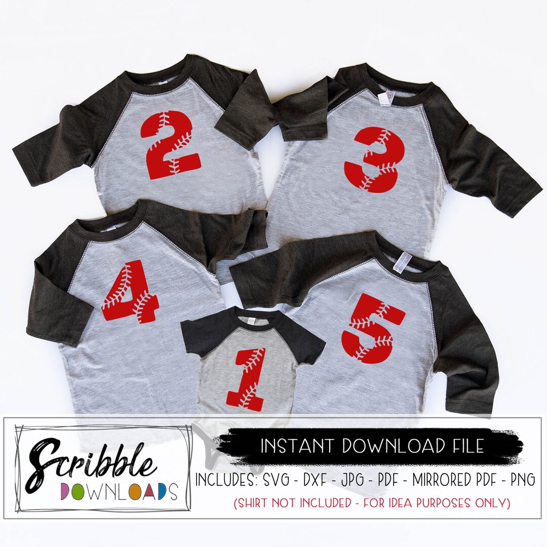 Baseball Numbers SVG Baseball Font Printable Iron on 1 2 3 4 5 6 7 8 9 ...
