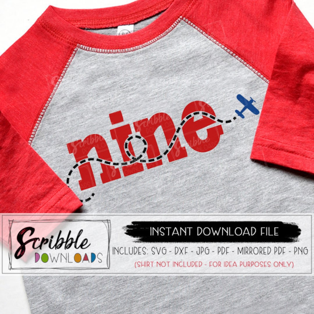 9 Nine Svg Airplane 9th Birthday Svg Ninth Bday 9 Airplane Girl Boy 9 ...