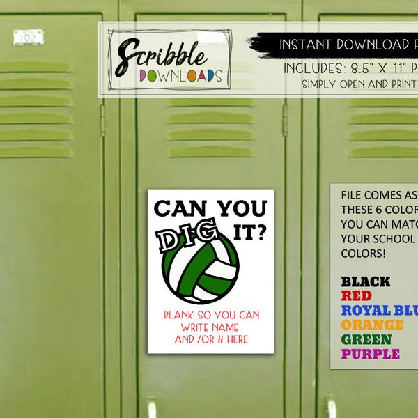 Cheerleader Printable School Locker Decoration Sports School Team PDF ...