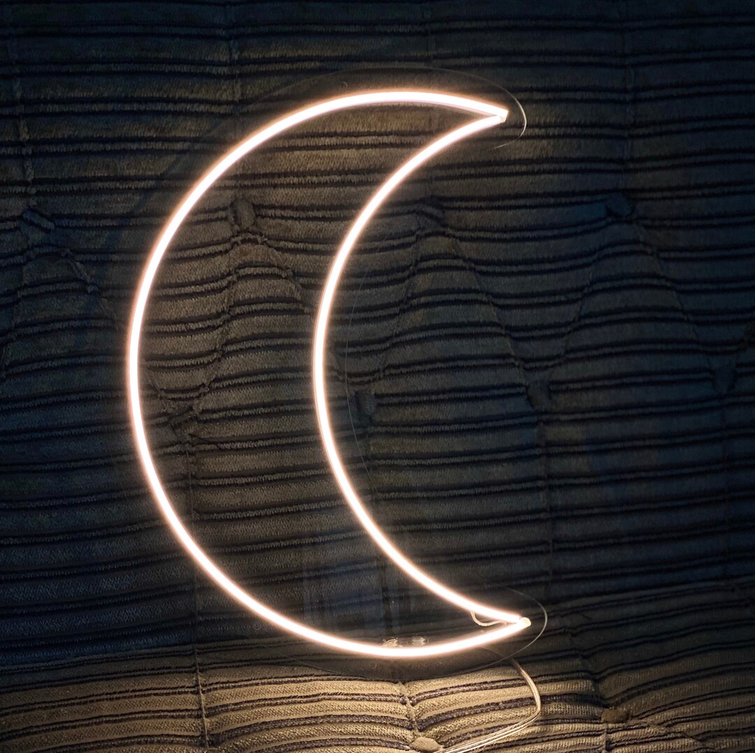 Witching Hour Glow: Warm White Moon Neon Sign for Halloween - Etsy