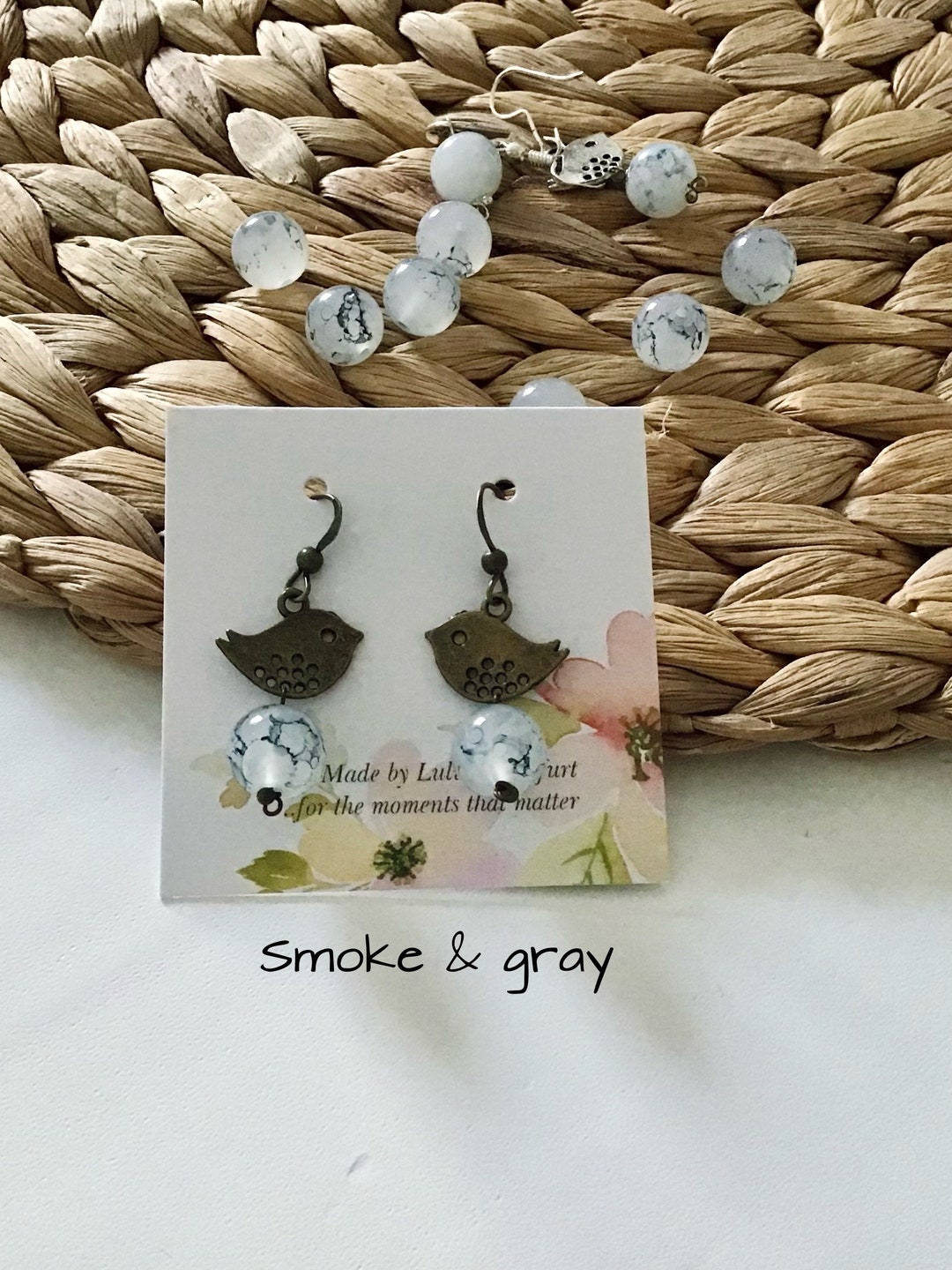 Vogel Ohrring, Perlen Ohrring, Silber 925, Bronze - Etsy.de