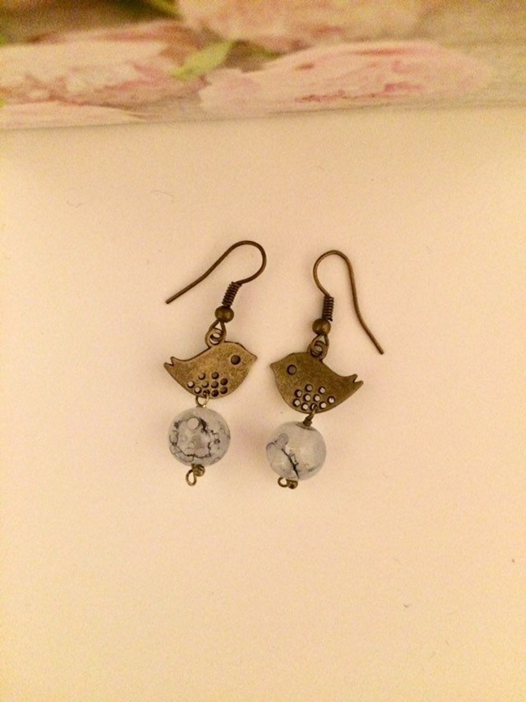 Vogel Ohrring, Perlen Ohrring, Silber 925, Bronze - Etsy.de