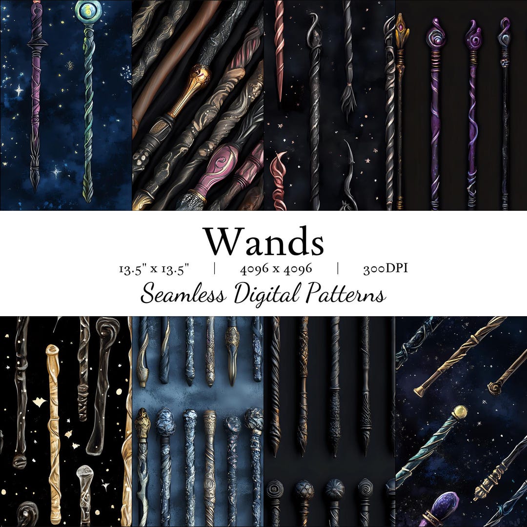 Wands | 8 High Quality Seamless Prints | PNG Digital Pattern - Etsy