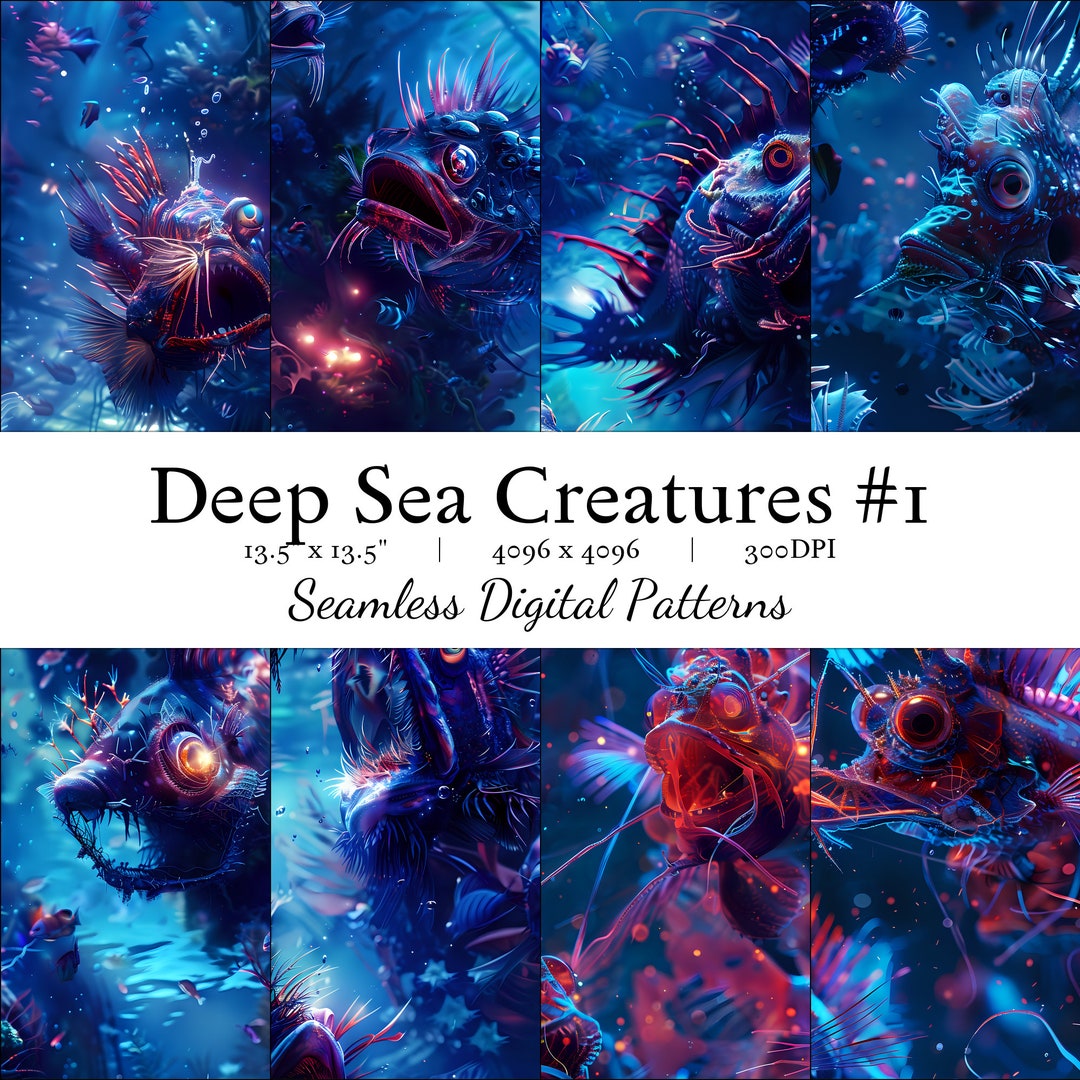Deep Sea Creatures | High Quality Seamless Print | PNG Digital Print - Etsy