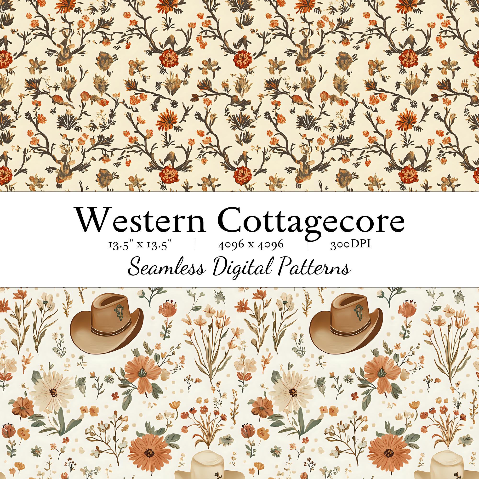 Western Cottagecore | 8 High Quality Seamless Prints | PNG Digital ...