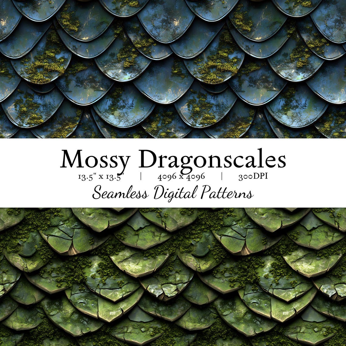 Mossy Dragon Scale Seamless Patterns | Digital Wallpaper Design ...