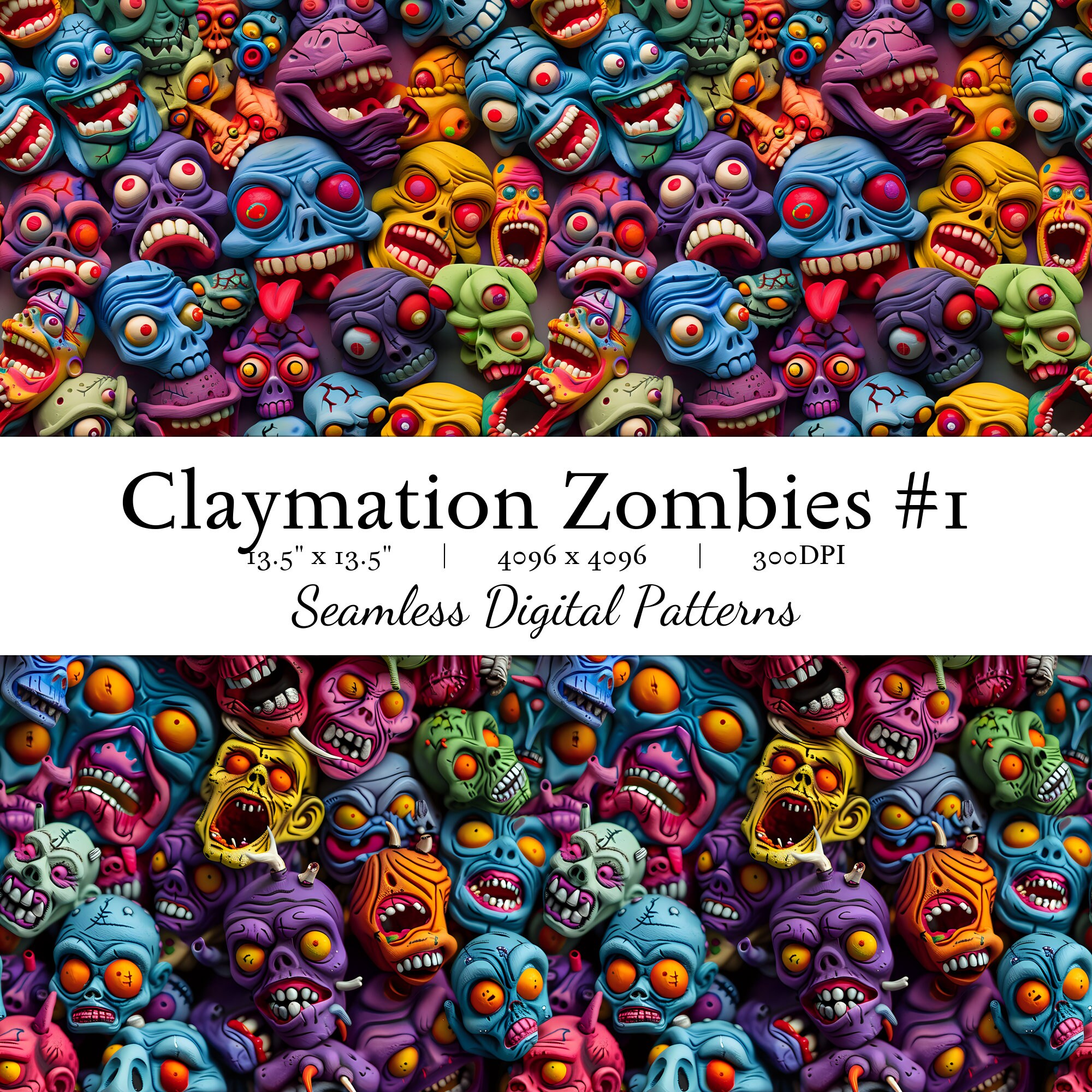 Claymation Zombies 1 High Quality Seamless Print PNG Digital Print - Etsy
