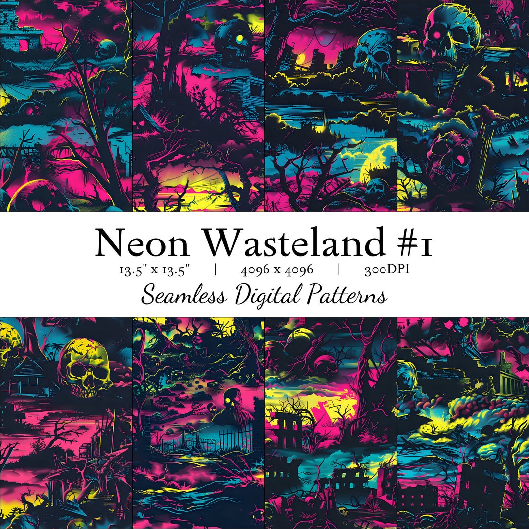 Neon Wasteland 1 High Quality Seamless Print PNG Digital Print - Etsy