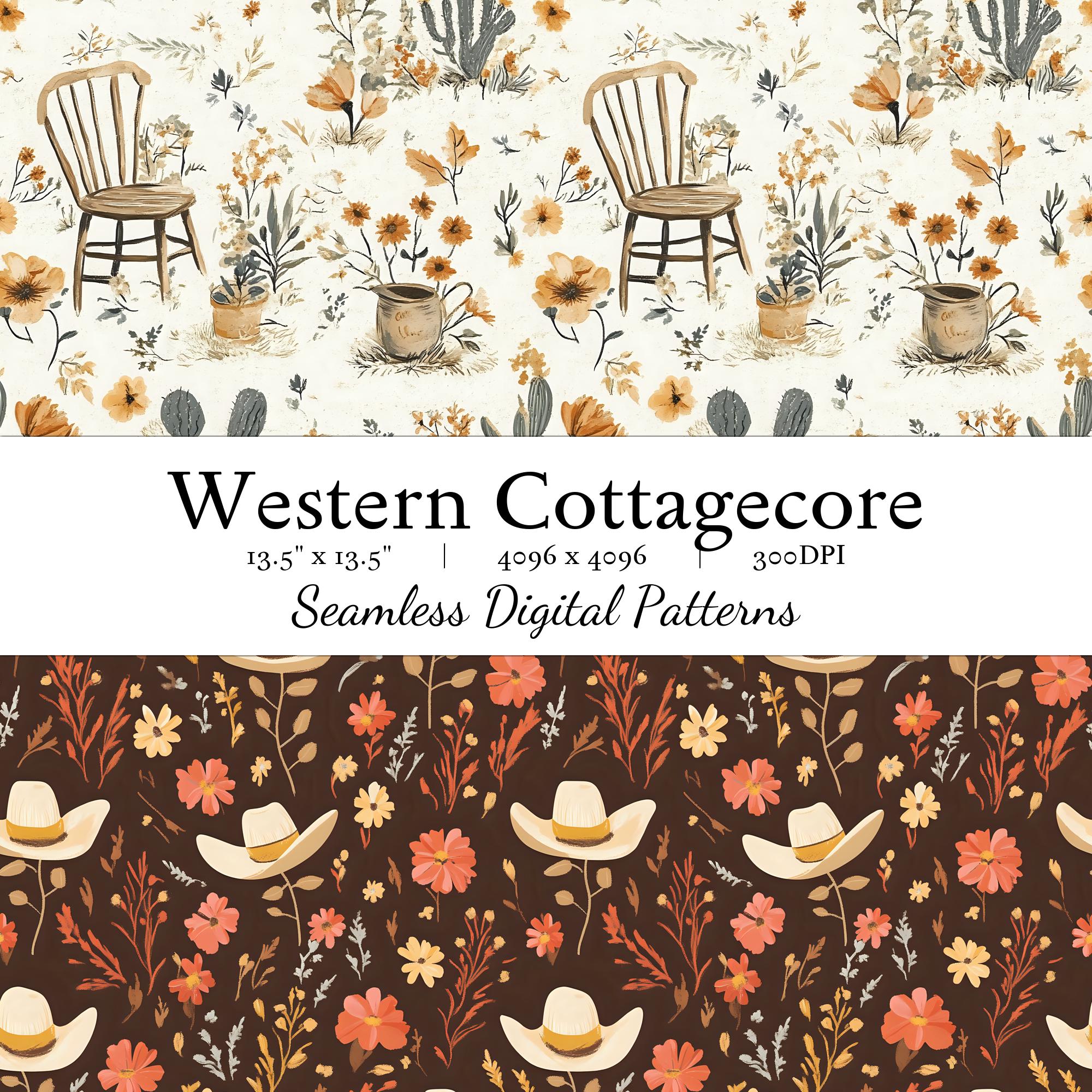 Western Cottagecore | 8 High Quality Seamless Prints | PNG Digital ...