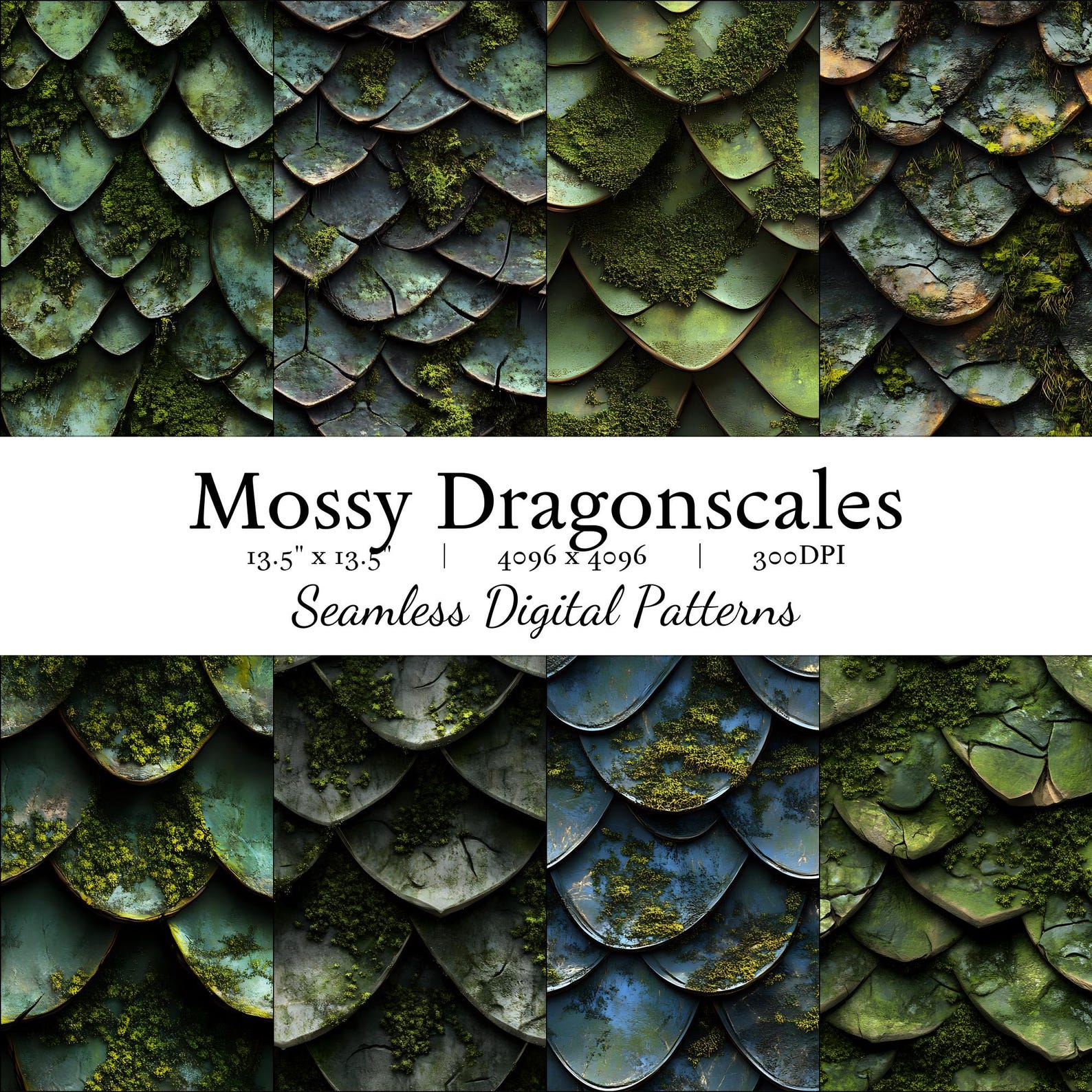 Mossy Dragon Scale Seamless Patterns | Digital Wallpaper Design ...