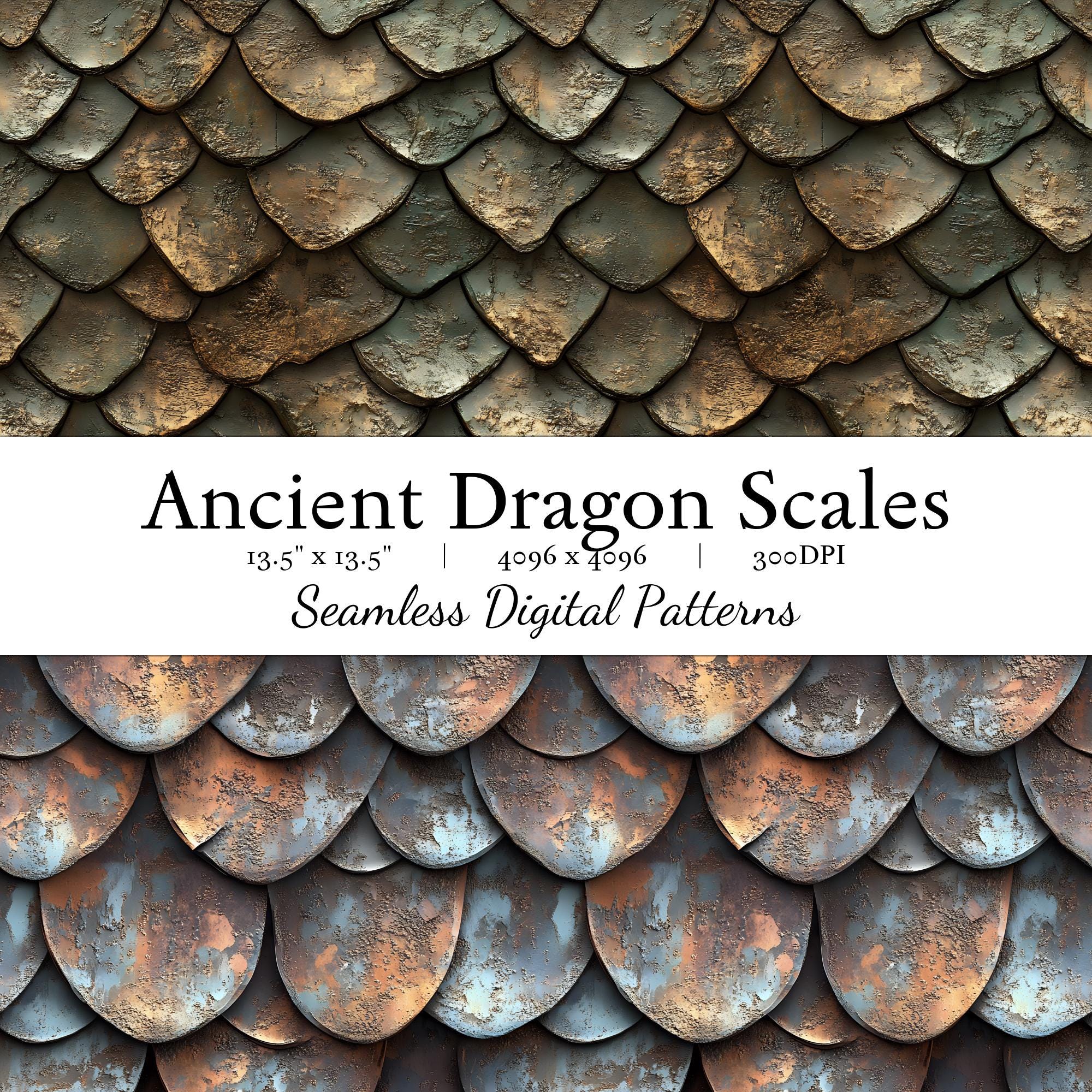 Ancient Dragon Scales | 8 High Quality Seamless Prints | PNG Digital ...