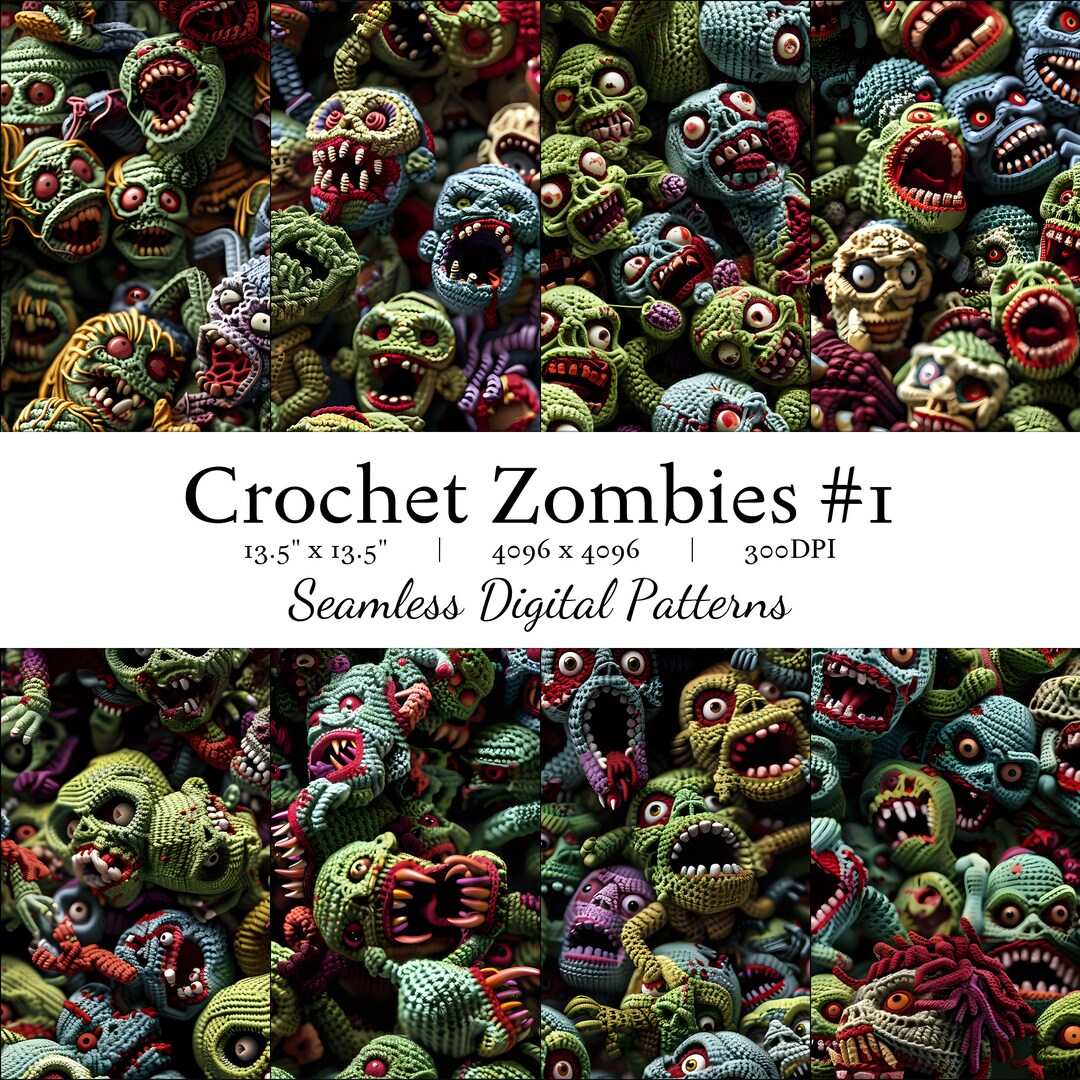 Crochet Zombies | High Quality Seamless Print | PNG Digital Print - Etsy
