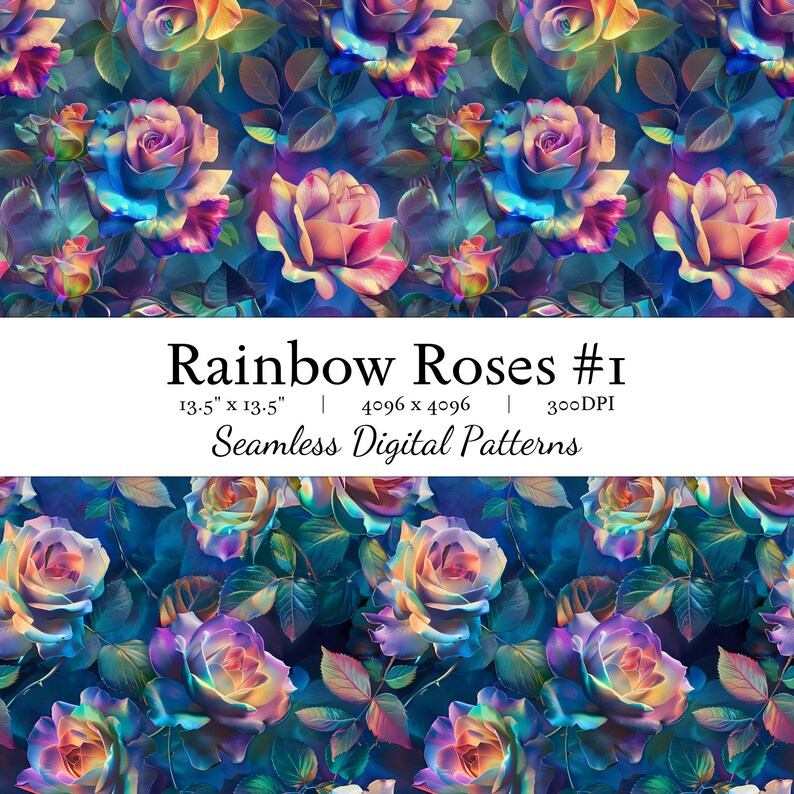 Rainbow Roses 1 8 High Quality Seamless Prints PNG Digital Pattern - Etsy