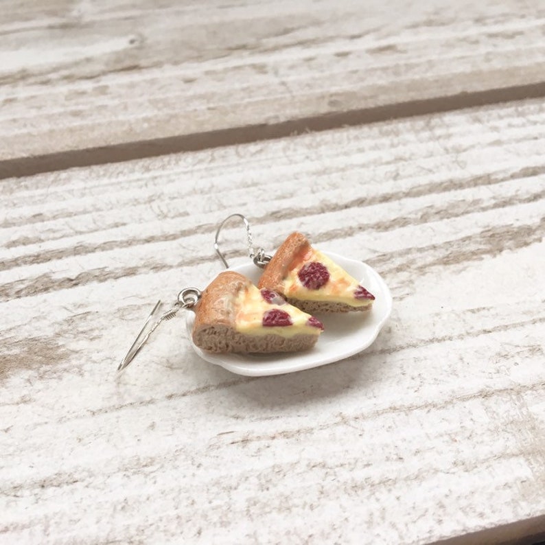 Funny pepperoni realistic pizza slice dangle earrings | Etsy