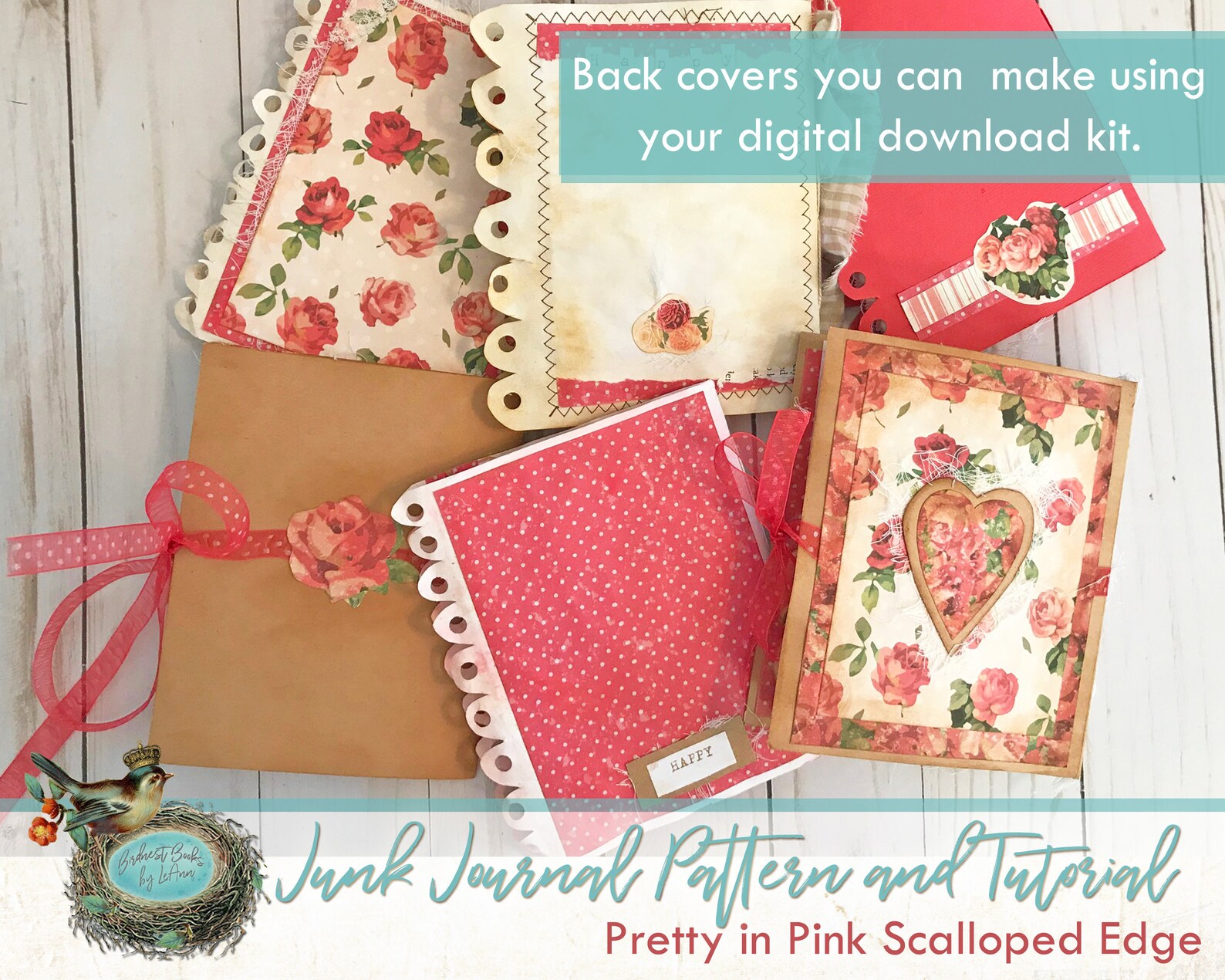 Junk Journal Pattern & Tutorial Printable Digital Kit Pretty in Pink ...
