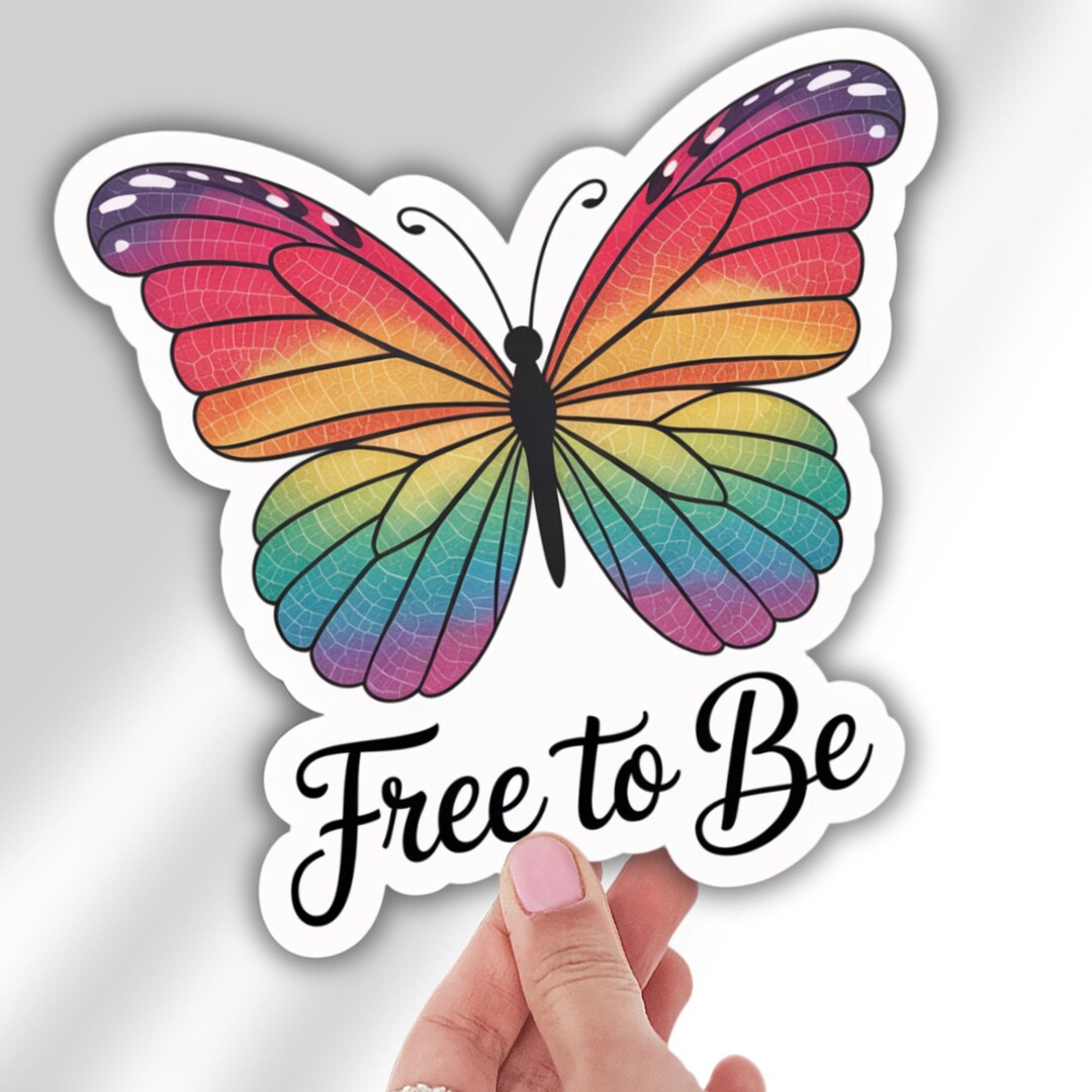 Rainbow Butterfly Free to Be Pride Decal LGBTQ Vinyl Sticker for Laptop ...