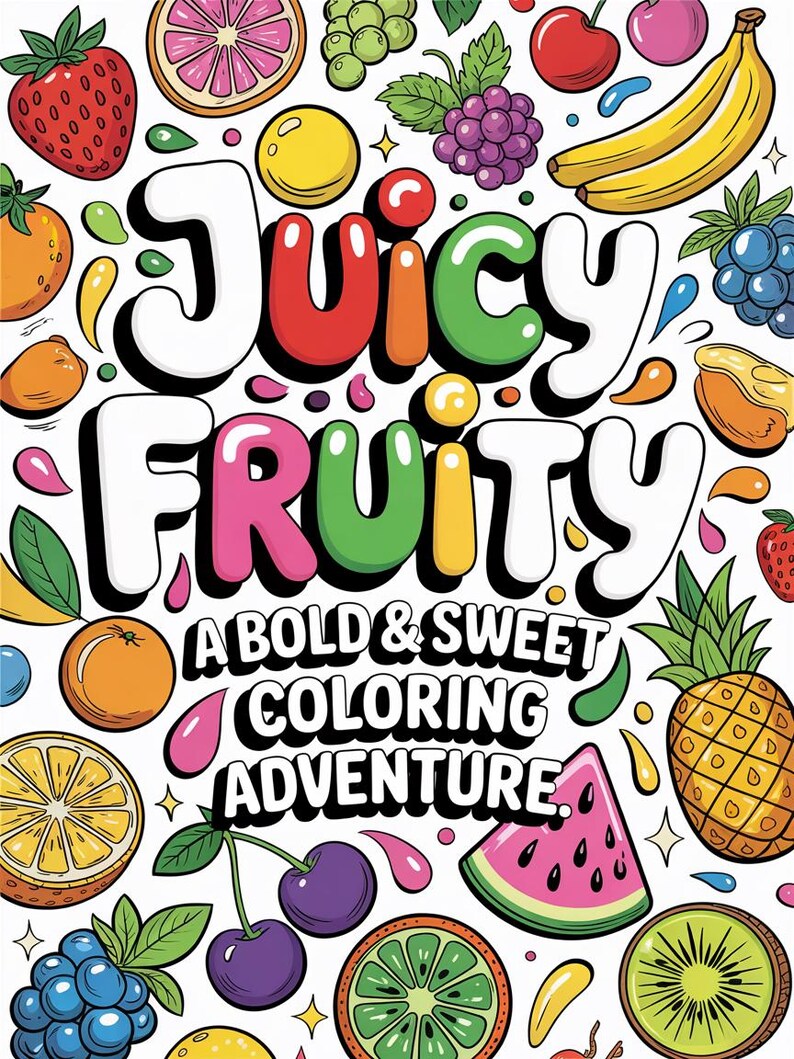 20 Juicy Fruit Coloring Pages: Adult Relaxation, Summer Art, Download ...