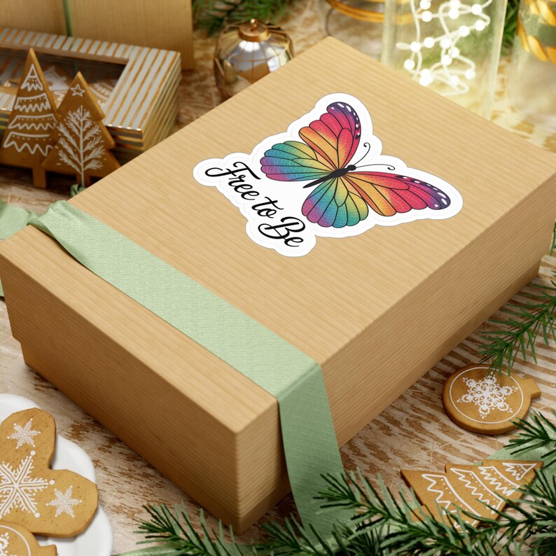 Rainbow Butterfly Free to Be Pride Decal LGBTQ Vinyl Sticker for Laptop ...