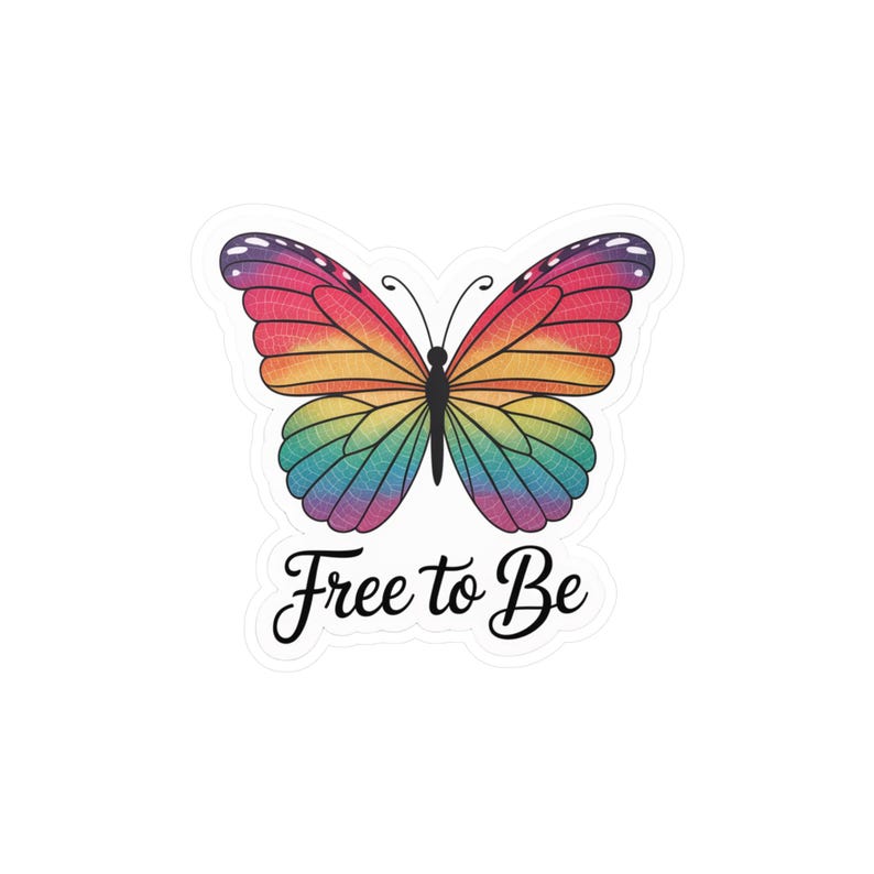 Rainbow Butterfly Free to Be Pride Decal LGBTQ Vinyl Sticker for Laptop ...