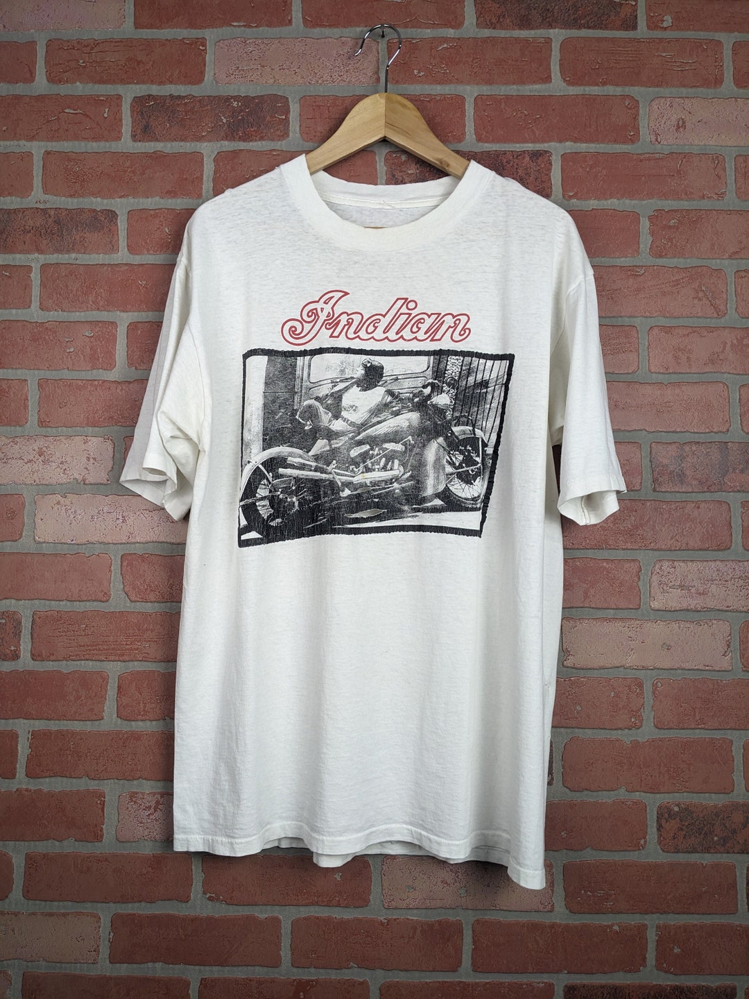 Vintage 90s VERY THIN Indian Motorcycles ORIGINAL Photograph Tee Extra ...