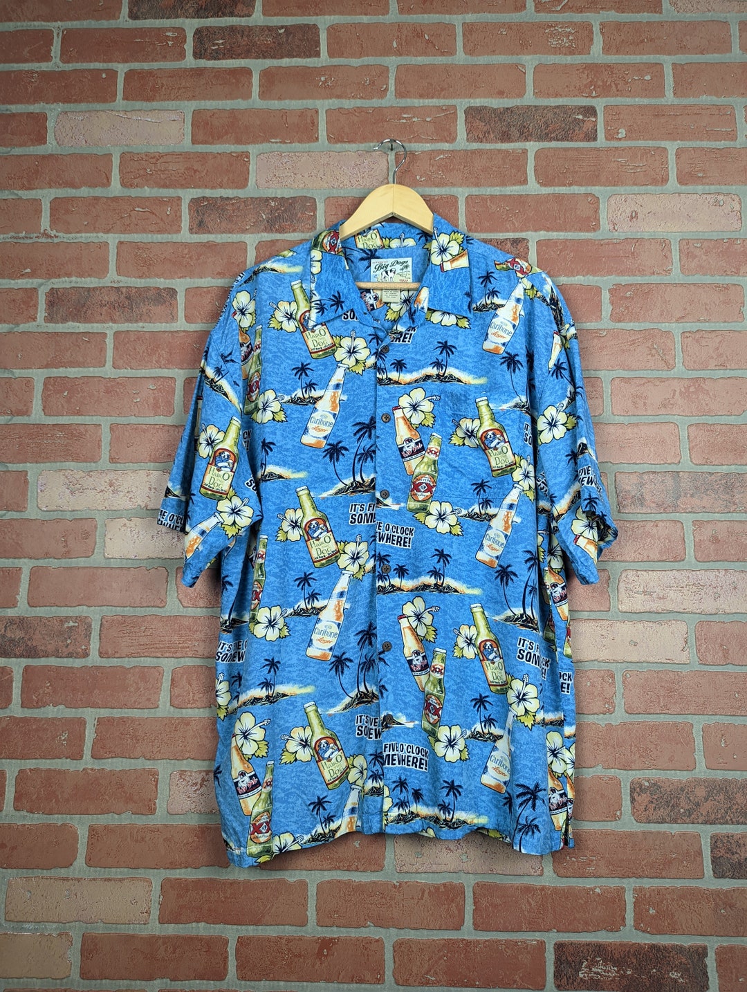 Vintage Y2k Big Dogs Beer ORIGINAL Complicated Pattern Button Down ...