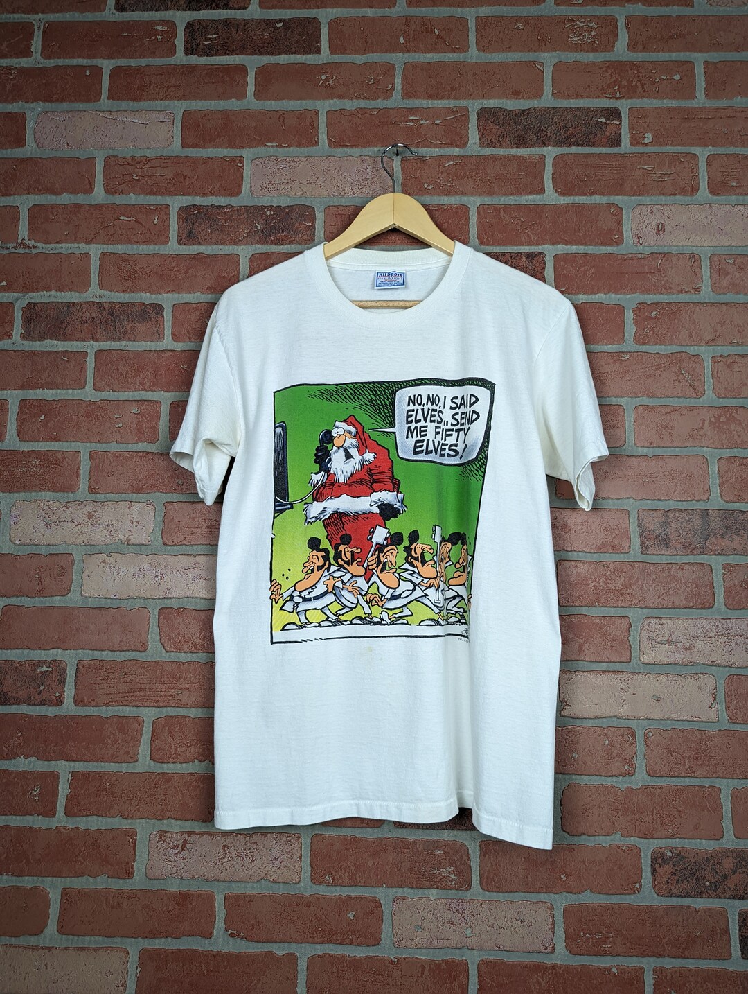 Vintage 90s Santa and 50 Elvis ORIGINAL Cartoon Tee Large - Etsy