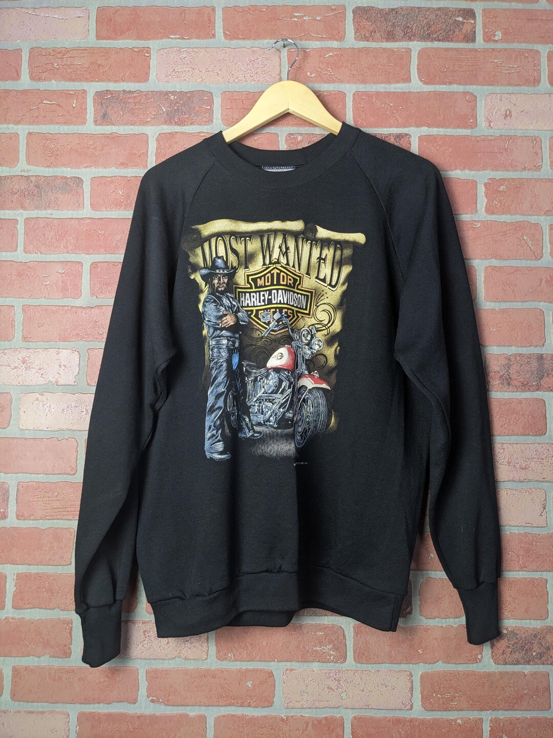 Vintage 3D Emblem Harley Davidson Most Wanted ORIGINAL Crewneck ...