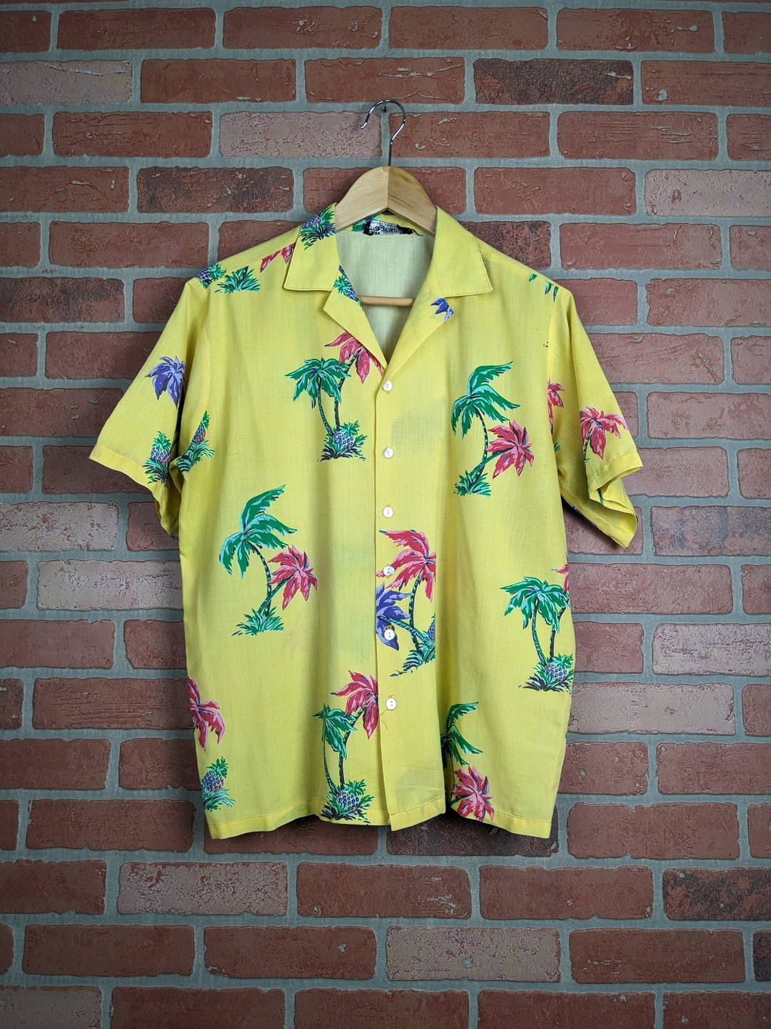 Vintage 70s 80s Lew Magram Hawaiian Pattern ORIGINAL Open Collar Party ...