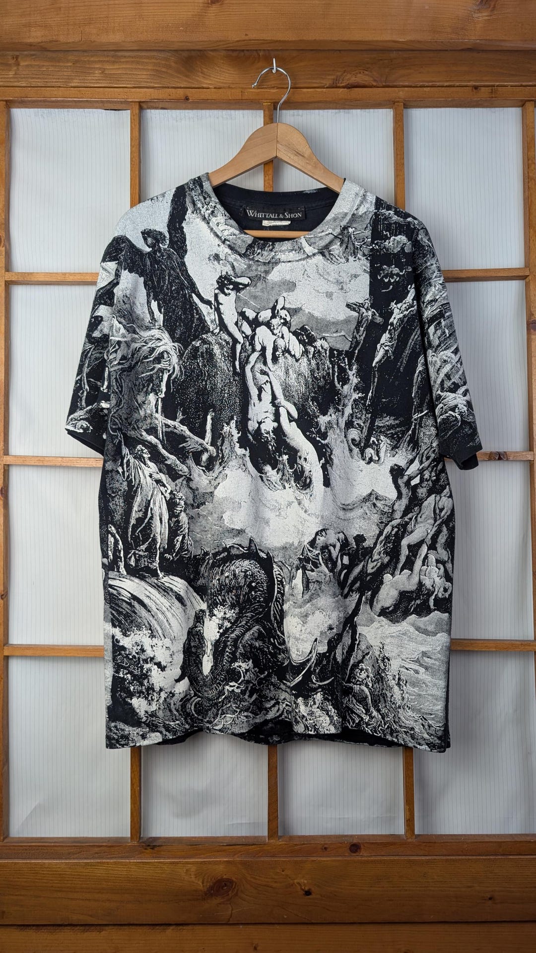 Vintage 90s Archaic Smile Gustave Dore Collage All Over Print Tee ...