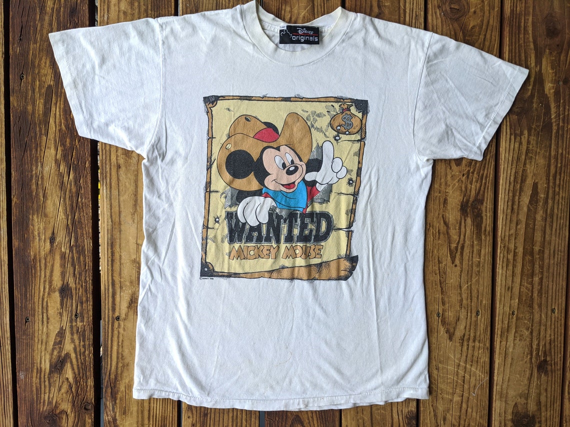 Vintage 1996 Disney / Mickey Mouse Wanted Poster Single Stitch | Etsy