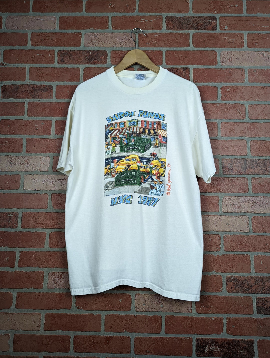 Vintage 90s Baron Funds New York City ORIGINAL Art Tee - Extra Large - Etsy
