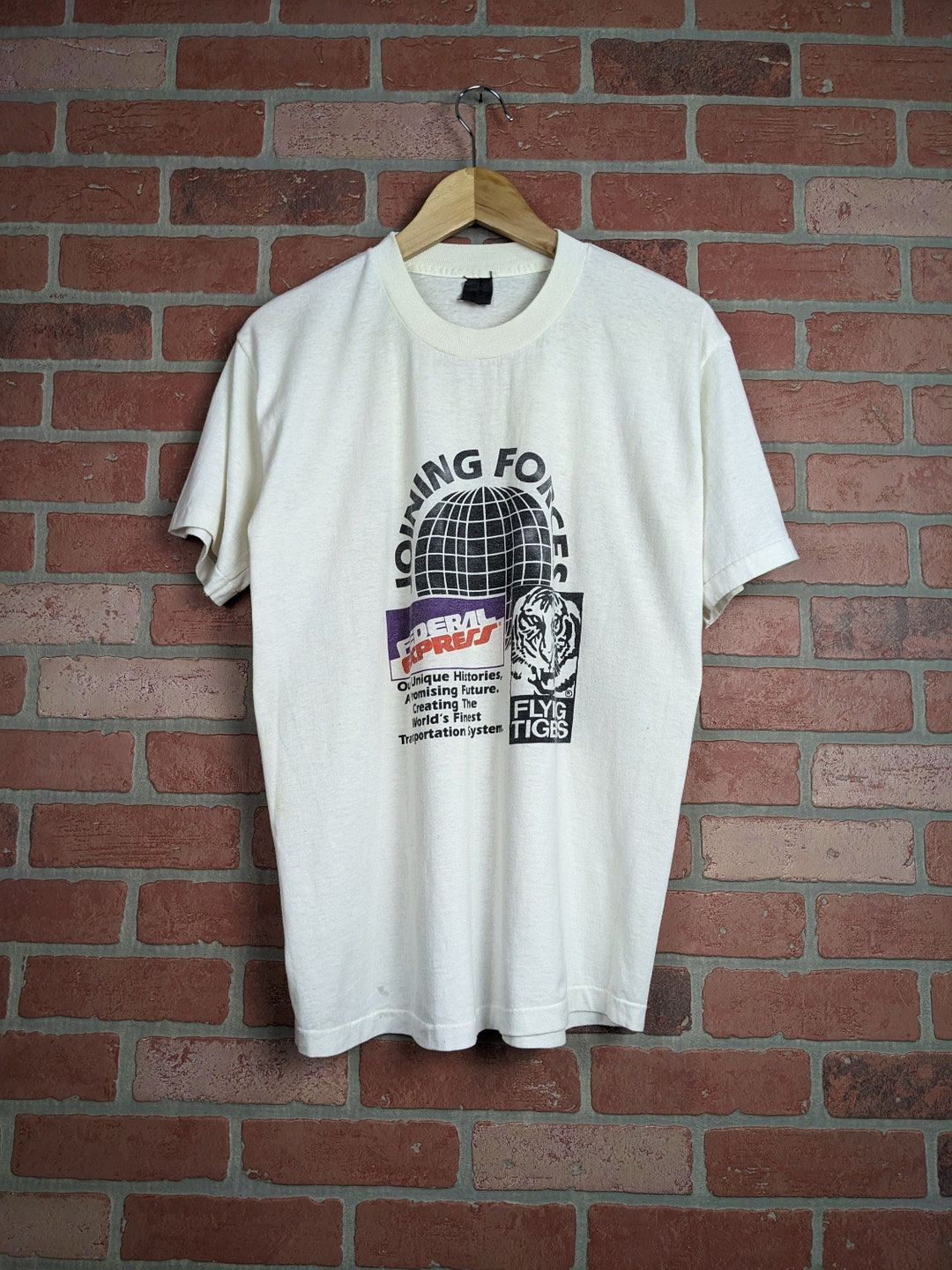 Vintage 80s Fedex Flying Tigers ORIGINAL Japan Baseball Tee - Medium ...