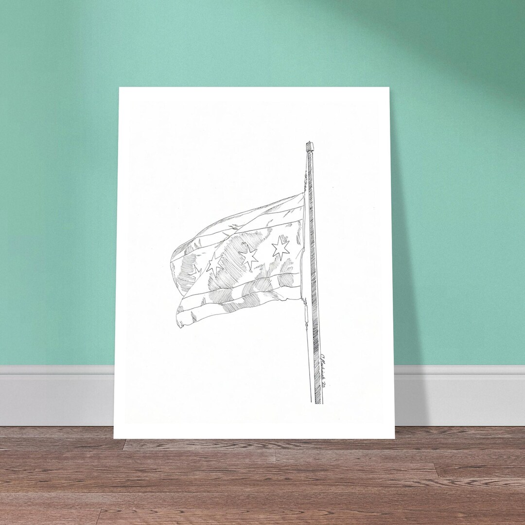 The Chicago Flag Art Print - Big Shoulder Sketch Series - Etsy