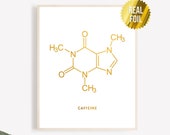 Caffeine Molecule Art Foil Print Coffee Molecule Chemistry - Etsy