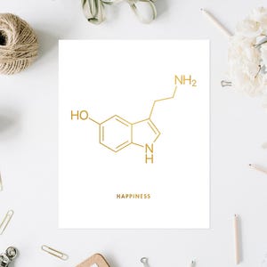 Serotonin Molecule Art Happiness Foil Print - Serotonin Wall Art ...