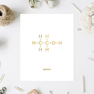 Vodka Molecule Bar Decor Foil Print - Ethanol - Vodka Sign - Molecule ...