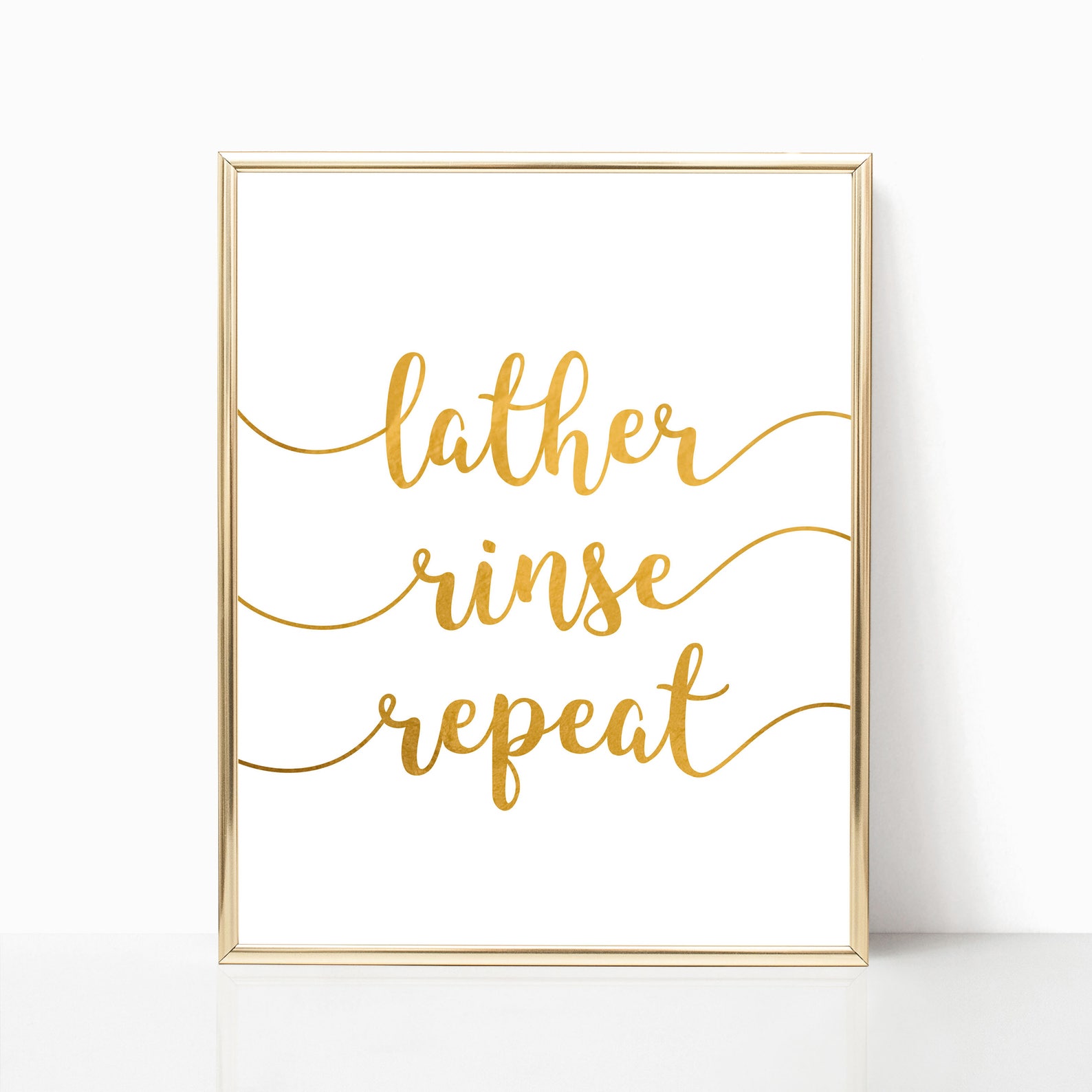 Beauty Salon Decor Lather Rinse Repeat Sign Foil Print Hair - Etsy