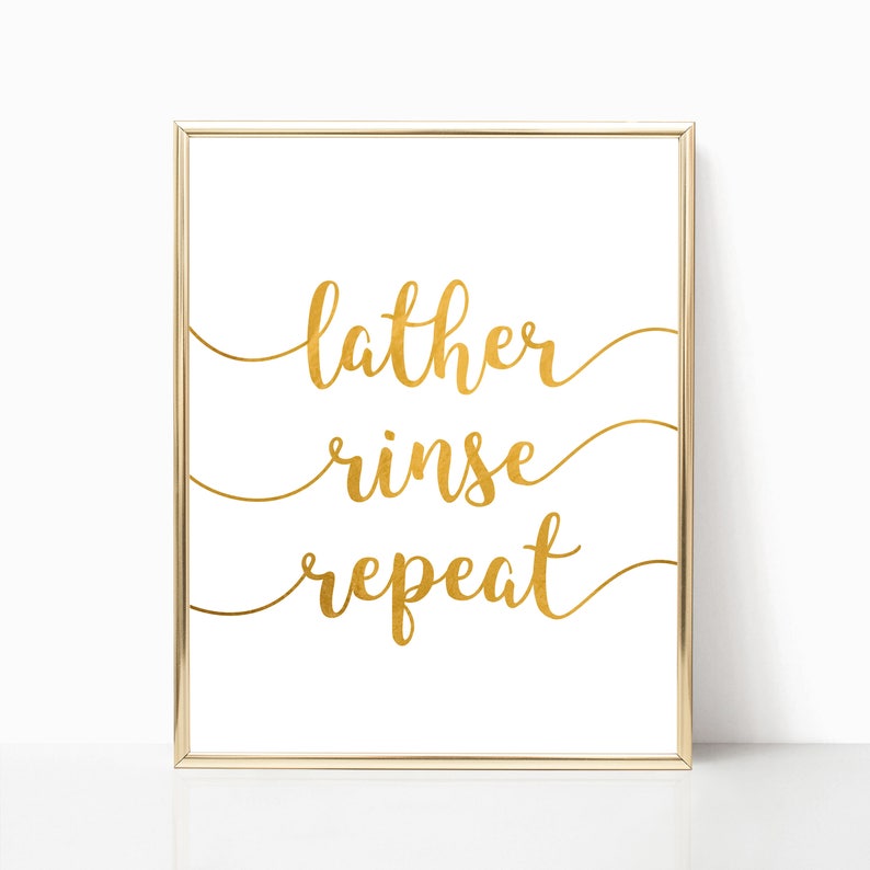 Beauty Salon Decor Lather Rinse Repeat Sign Foil Print Hair - Etsy