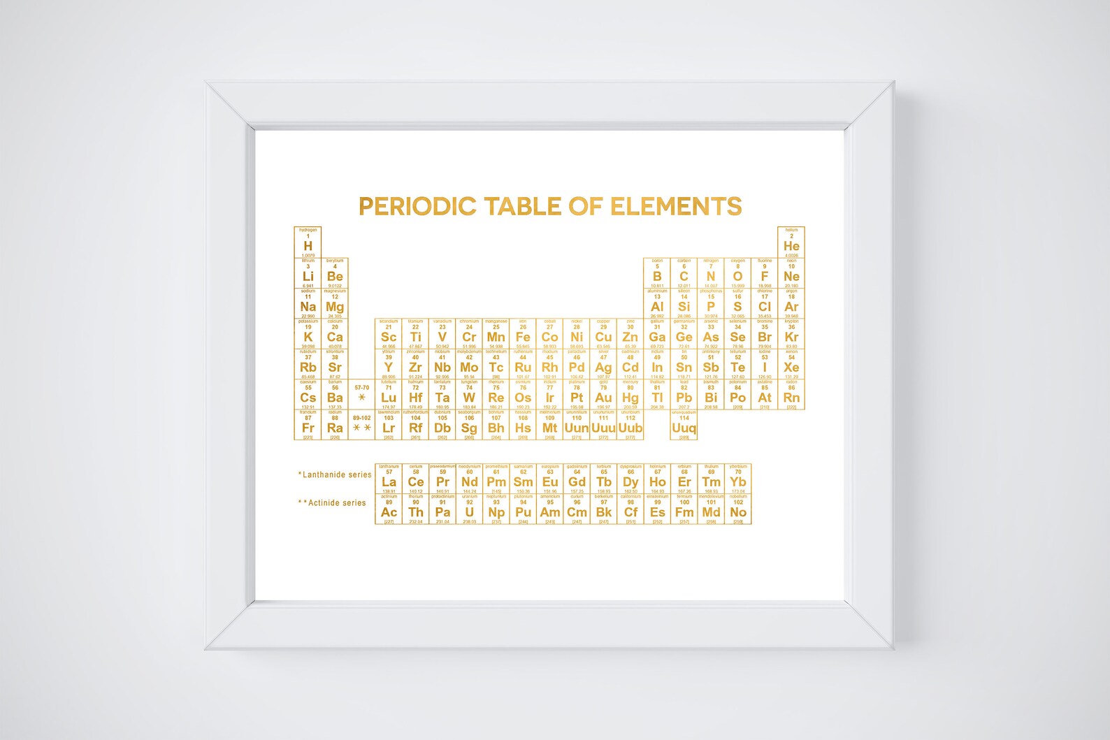 Periodic Table of Elements Gold Foil Print Periodic Table | Etsy