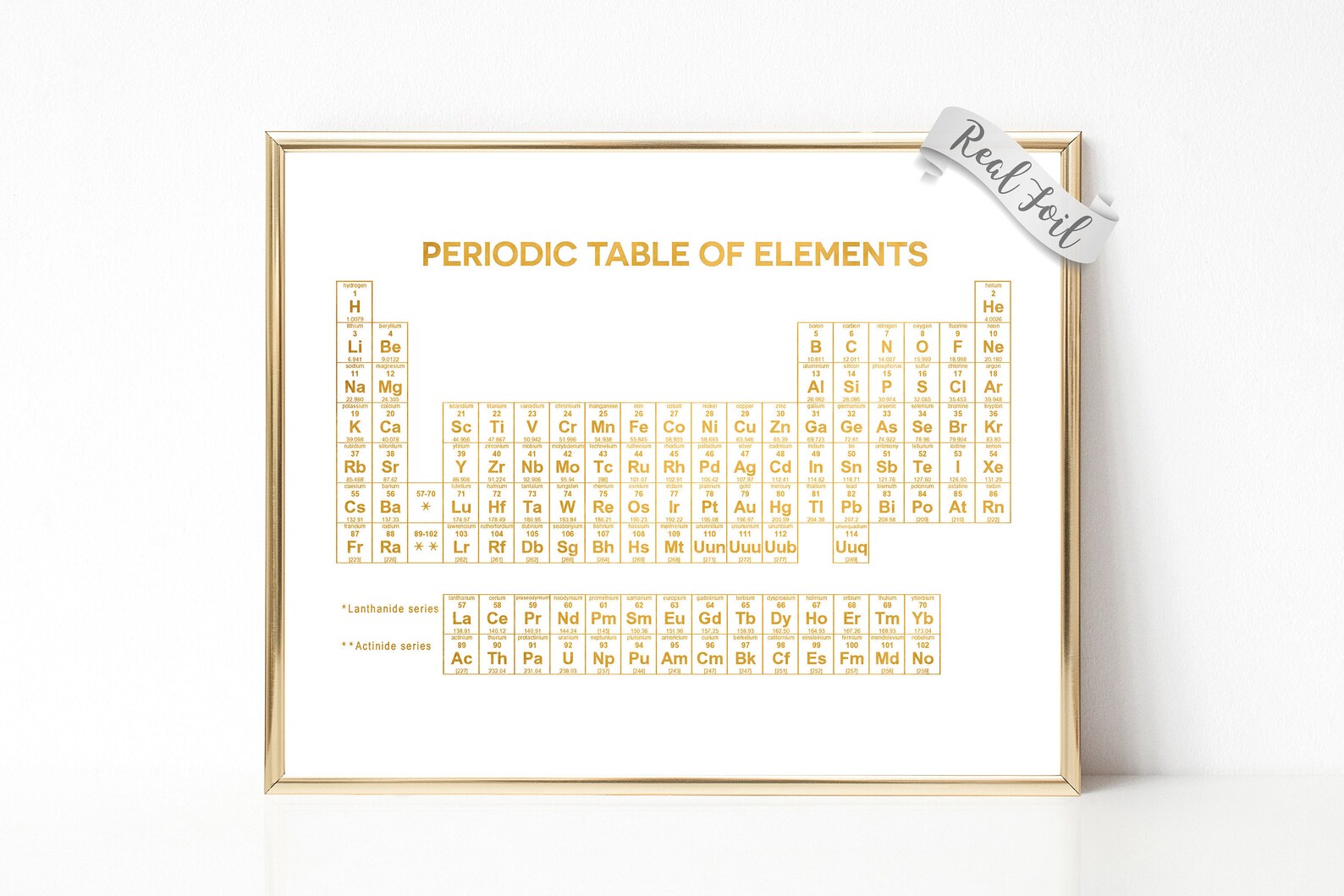 Periodic Table of Elements Gold Foil Print Periodic Table | Etsy
