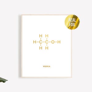 Vodka Molecule Bar Decor Foil Print - Ethanol - Vodka Sign - Molecule ...
