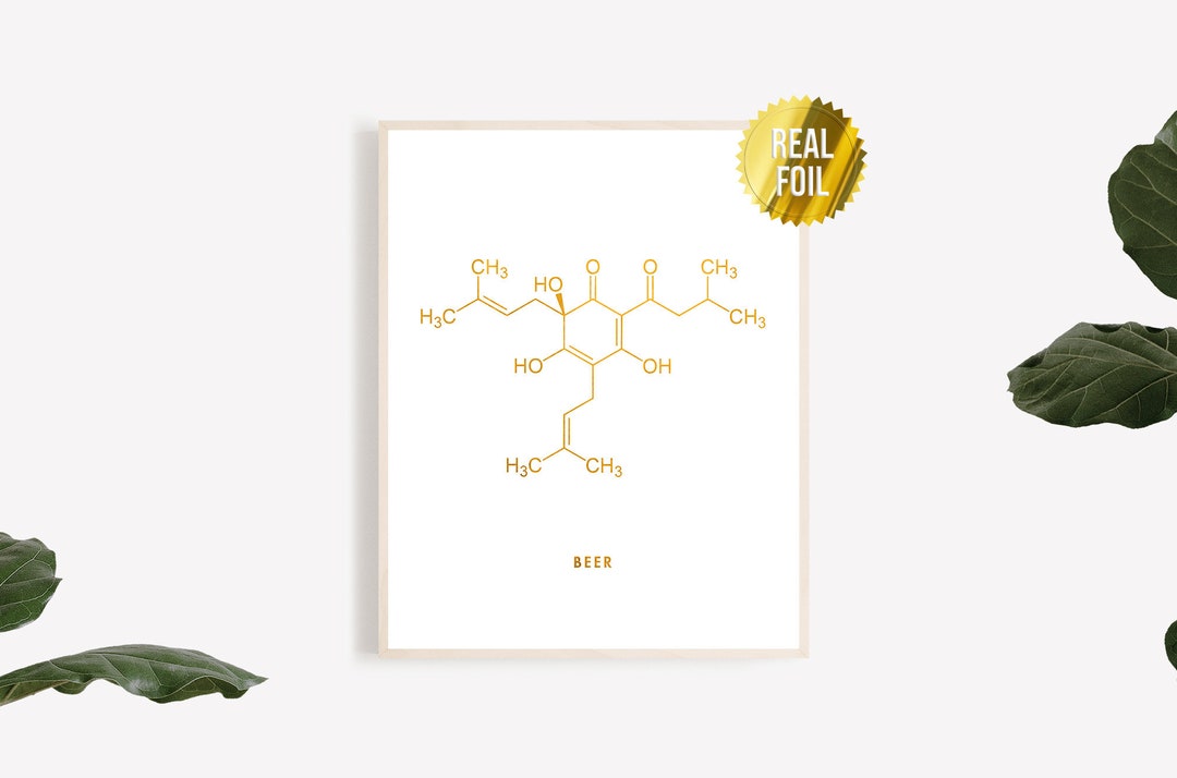 Beer Molecule Bar Decor Foil Print Beer Sign Chemistry Art Molecule ...